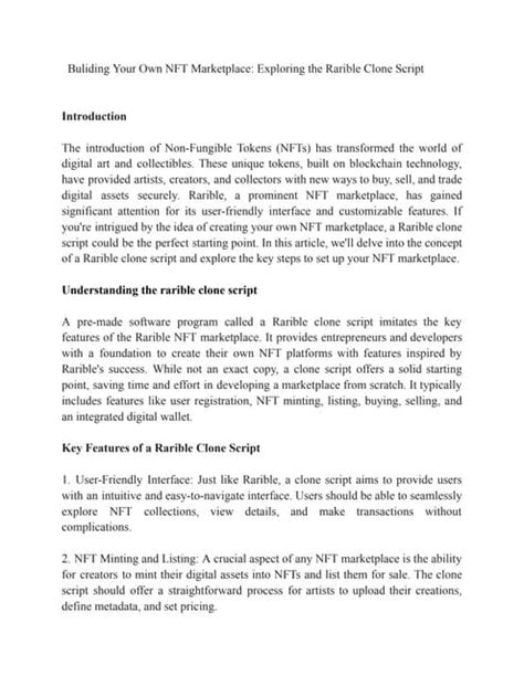 Rarible Clone Script Pdf