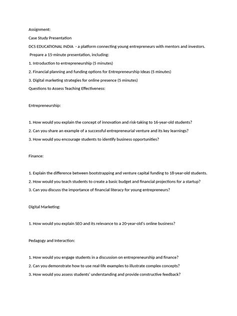 Teaching Assignment Pdf