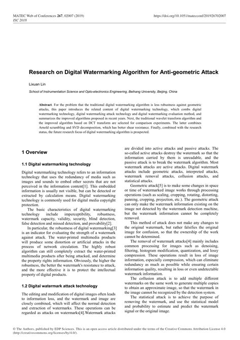 Pdf Research On Digital Watermarking Algorithm For Anti Geometric Attack