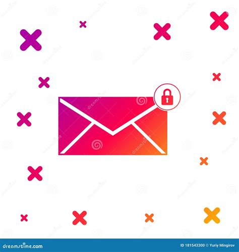 Color Email Message Lock Password Icon On White Background Envelope With Padlock Sign Private