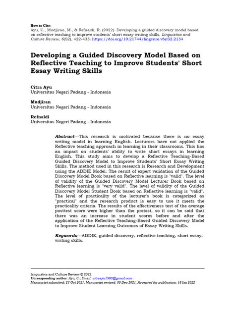 Developingaguideddiscoverymodelbasedonrefle Pdf Cronbachs Alpha Validity Statistics