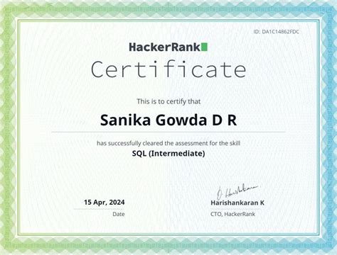 Sanika Gowda D R On Linkedin Sql Hackerrank Datamanagement