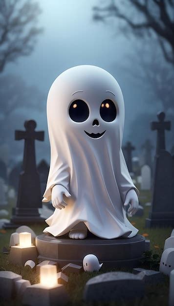 Premium Ai Image 3d Render Illustration Of Cute Friendly Ghost Happy Halloween Banner Or Party