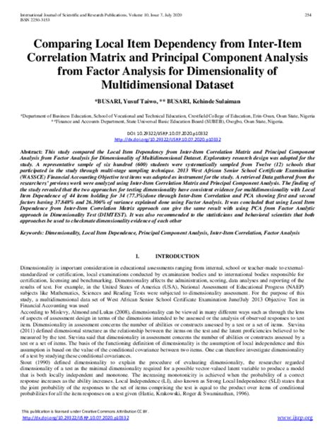 Pdf Comparing Local Item Dependency From Inter Item Correlation