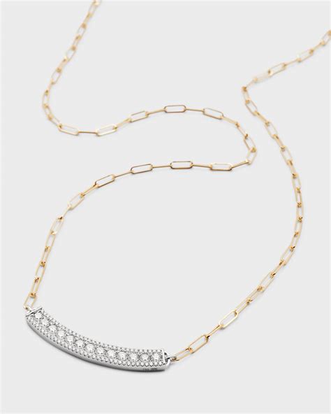 frederic sage 18k yellow and white gold large single row horizontal curved bar necklace neiman