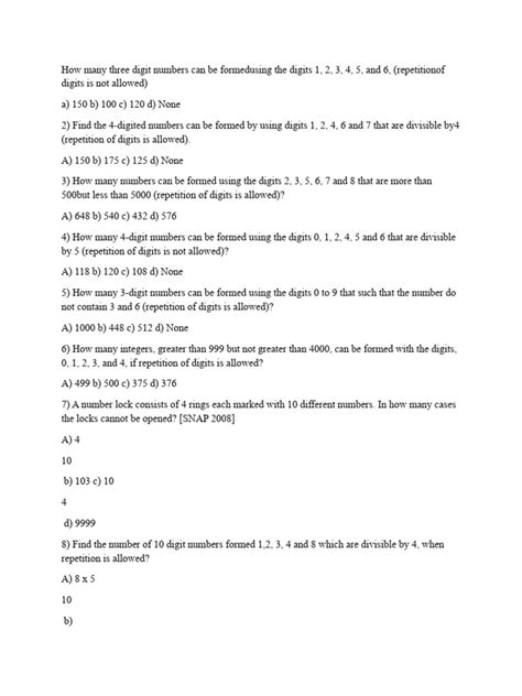 Permutation Questions Pdf Tournament