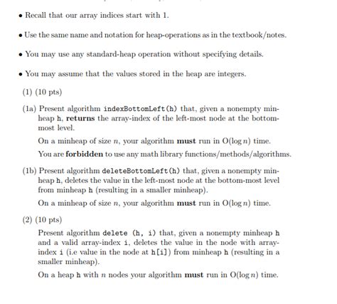 Solved Recall That Our Array Indices Start With 1 Use Chegg Com