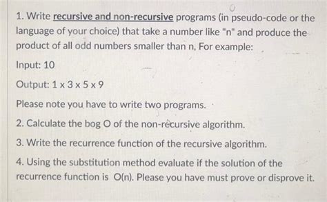 Solved Write Recursive And Non Recursive Programs In Chegg