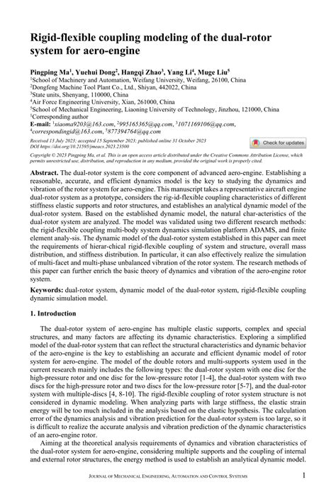 Pdf Rigid Flexible Coupling Modeling Of The Dual Rotor System For Aero Engine