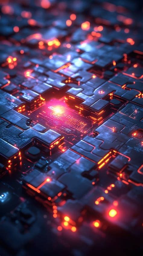 Illuminated Digital Matrix With Central Glow Stock Illustration