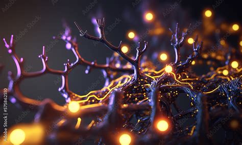 Glowing Neural Links Network Background Illustration Representing Artificial Intelligence