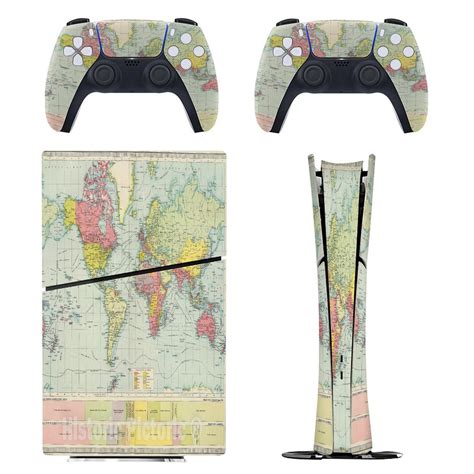 World Map Print Ps5ps5 Slim Digital Disc Skin Sticker For Console And World Map Print Ps5ps5 Slim Digital Disc Skin Sticker For Console And