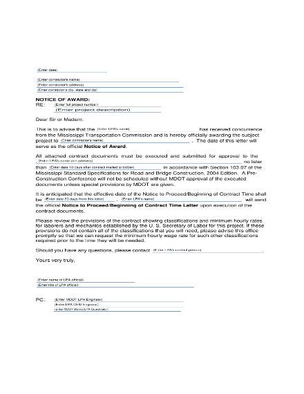 12 Awarding Contract Letter Templates
