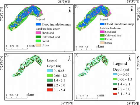 Map Of Inundated Area And Depth For Rcp8 5 In The 2050s Period A Download Scientific