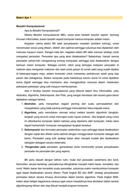 Modul Ajar Informatika Berpikir Komputasional Kelas X Smk Pdf