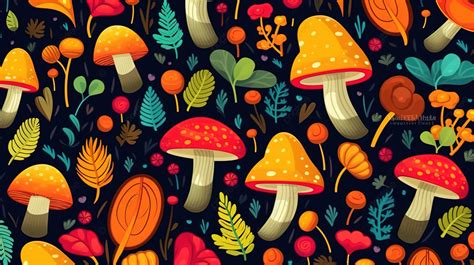 직물 벽지 및 직물 포장 벡터 그림을 위한 창의적인 가을 질감 원활한 버섯 패턴 버섯 그림 텍스타일 디자인 만화 패턴 배경 일러스트 및 사진 무료 다운로드 Pngtree