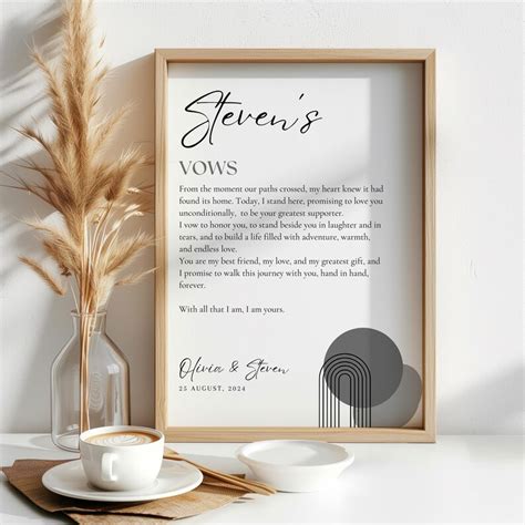 Personalized Wedding Vows Wall Art Print Custom Bride And Groom Vows