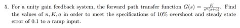 solved 5 for a unity gain feedback system the forward path