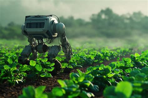 Autonomous Robot Tending To Crops In A Field Stock Image Image Of Cultivation Robot 323849105