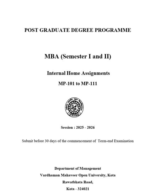 Mba Internal Home Assignments 2025 26 Pdf Monopoly Profit Economics