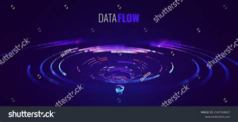 Big Data Visualization Circular Particles Dots Stock Vector Royalty
