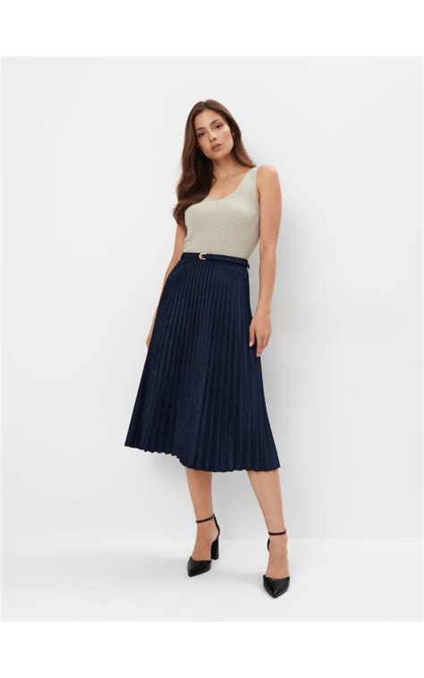 Плісирована спідниця міді Колір сталевий синій Mohito 937av 95x