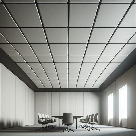 Professional Office Meeting Room With Matte White Ceiling Tiles Ai