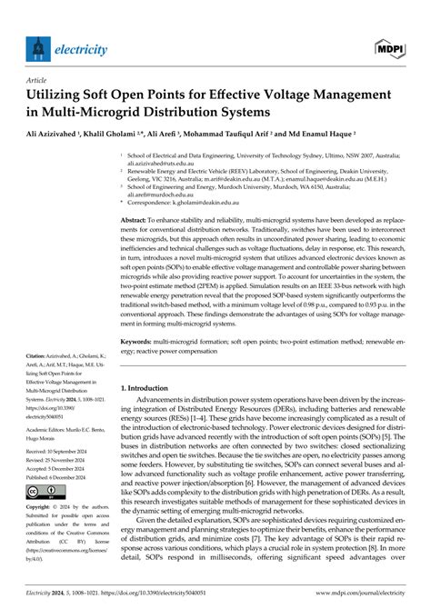 Pdf Utilizing Soft Open Points For Effective Voltage Management In Multi Microgrid