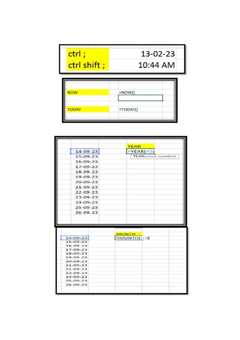 Date Amd Time Formulas Bachelors Of Commerce Ctrl Ctrl Shift 1044 Am Now Today Year