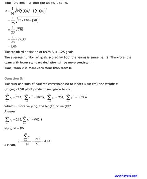Class 11th Math Statictics Ncert Solution Cbse 2023