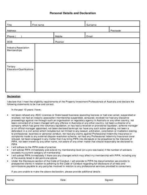 Fillable Online Personal Details Declaration For Property Investment Professionals 2023 Fax
