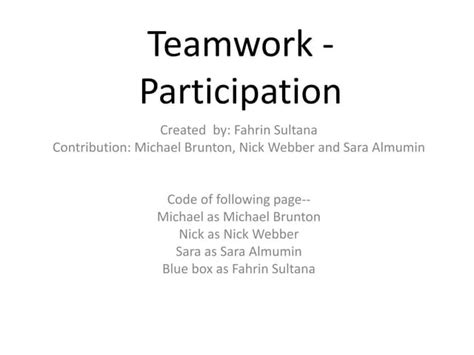 Teamwork Participation Pptx