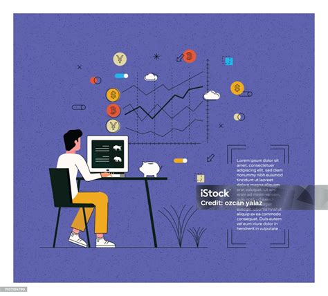 직원과 직장을위한 성공적인 재무 전략을 계획하는 사람 투자 통제 및 주식 시장 모니터링 벡터에 대한 스톡 벡터 아트 및 기타