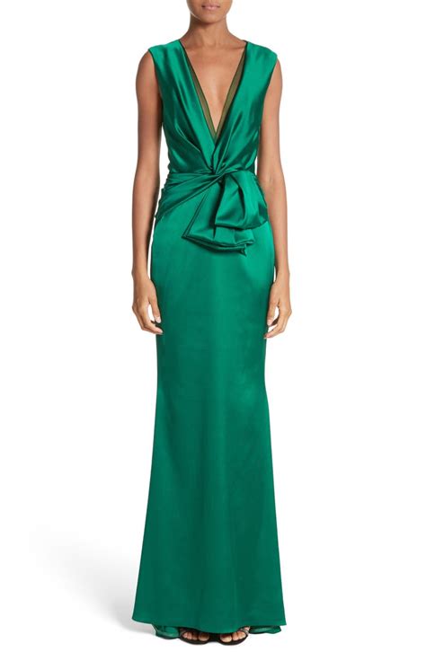 Talbot Runhof Crepe Satin V Neck Gown Nordstrom