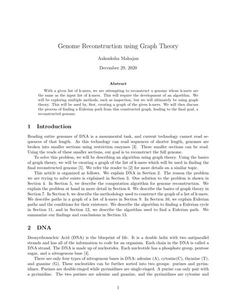 Pdf Genome Reconstruction Using Graph Theory
