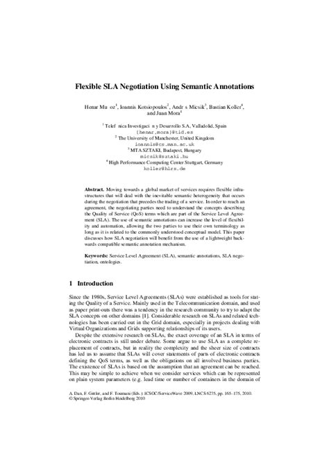 Pdf Flexible Sla Negotiation Using Semantic Annotations