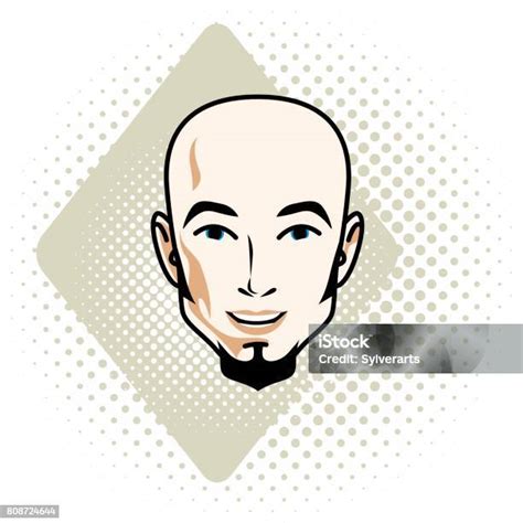 수염 긍정적인 얼굴 기능 클립 아트와 잘생긴 대머리 남성 얼굴의 벡터 그림 남자에 대한 스톡 벡터 아트 및 기타 이미지 남자 완전히 대머리 턱수염 Istock