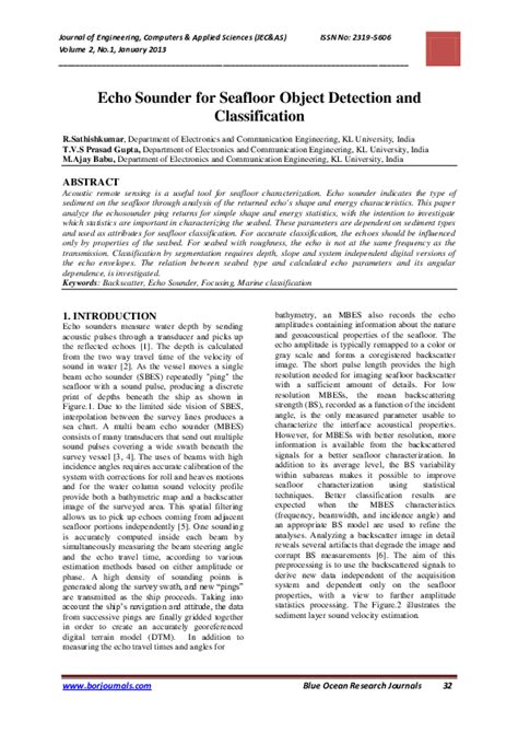 Pdf Echo Sounder For Seafloor Object Detection And Classification