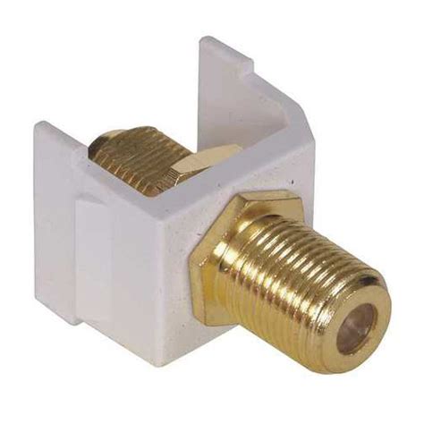 Feed Through F Connector Gold Snap In White CableLAN
