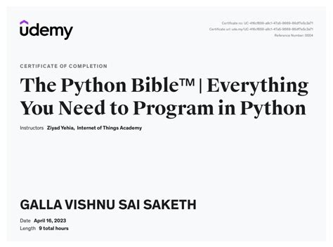 galla vishnu sai saketh on linkedin udemy course completion certificate