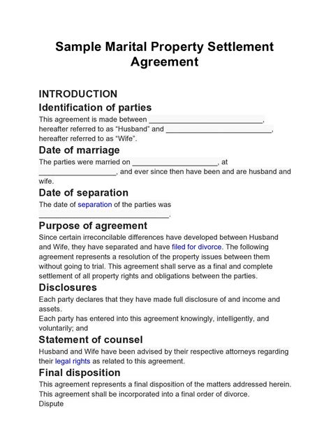 Free Divorce Settlement Agreement Template Kaesg Blog