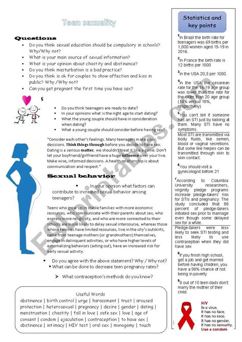 Teen Sexuality Esl Worksheet By Ferdinand120 Worksheets Library