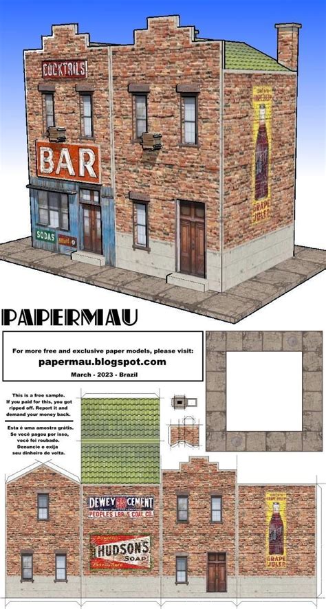 An Easy To Build Generic Brick Building Paper Model By Papermau Download Now Maisons En