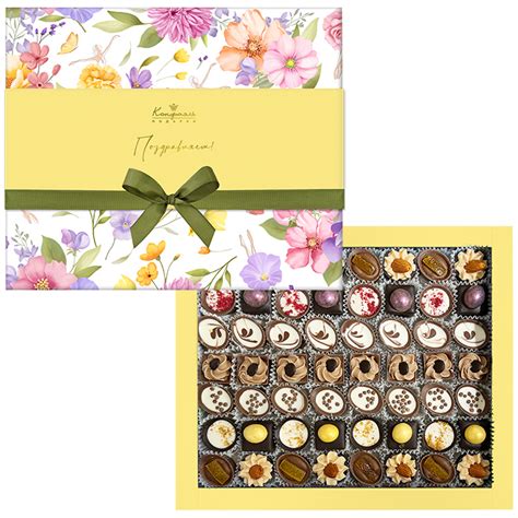 Конфеты ручной работы набор 615г из коллекции Танцующие цветы Шоколадная фабрика Конфаэль