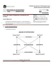 Lesson Logic And Answer Docx PHI Introduction To Philosophy