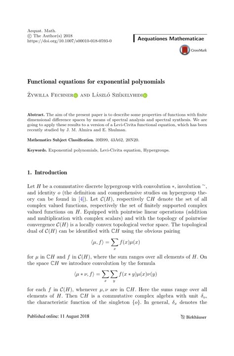 Pdf Functional Equations For Exponential Polynomials