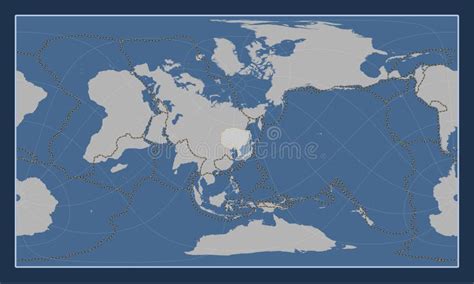Amur Tectonic Plate Contour Patterson Cylindrical Oblique Bou Stock Illustration