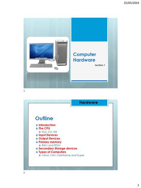 Computer Hardware Overview Pdf Computer Data Storage Byte