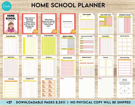 Homeschool Planner Printable Daily Planning Homeschooling Lesson