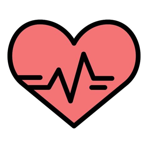 Premium Vector Heart Beat Pulse Icon Outline Heart Beat Pulse Vector Icon Color Flat Isolated
